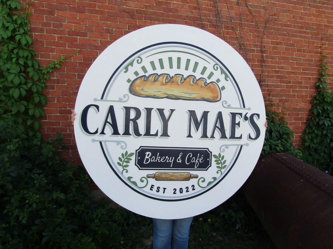 Custom Bakery & Cafe Sign Round Sign Your Logo 3D Cut Letters Images ...