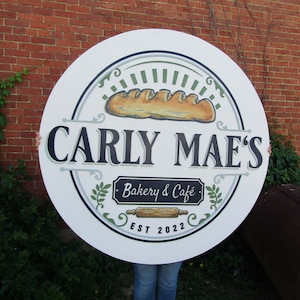Custom Bakery & Cafe Sign Round Sign Your Logo 3D Cut Letters Images ...