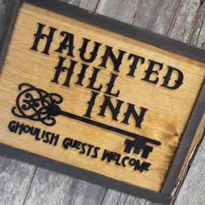 Haunted Hill Inn Halloween Wood Sign 3D Raised Text Ghoulish Guest ...