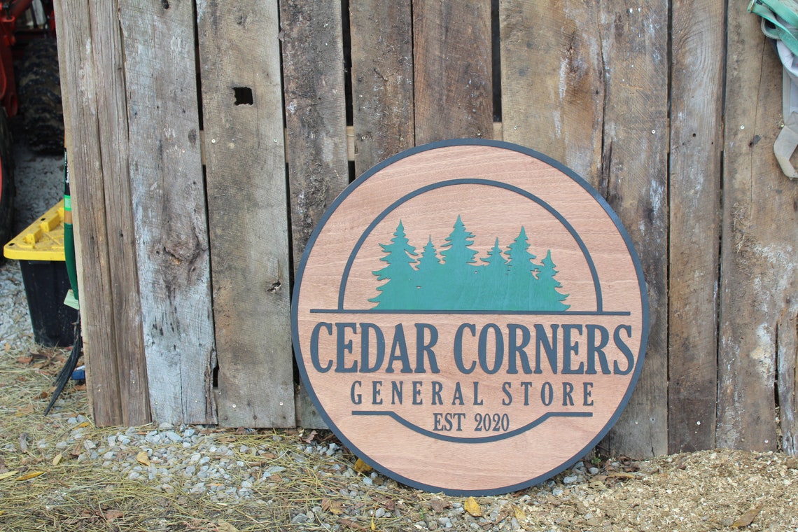 General Store Sign Small Business Round Sign Raised Text | Etsy