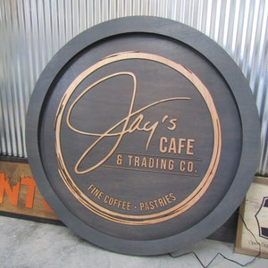 Custom Wooden Cafe Sign Your Logo Commerical Signage Business Store ...