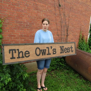 Oversized Large Custom Wooden Sign the Owls Nest Outdoors Commerical ...