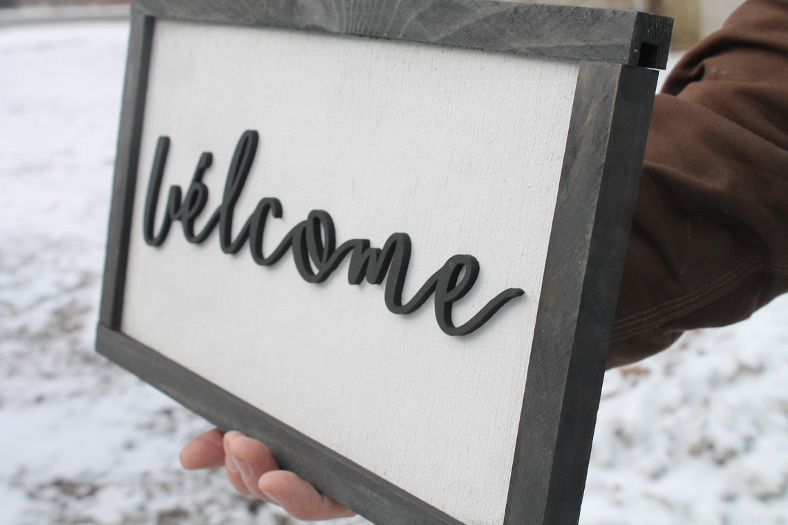 Raised Script Welcome Porch Sign Wood Sign Country Sign - Etsy
