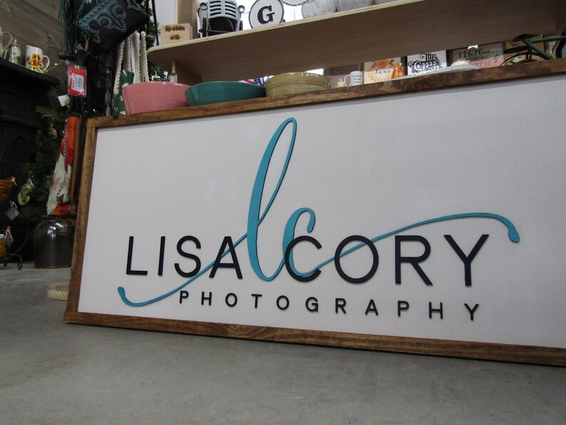 Custom Wooden Sign Initials Cursive Name Photography Studio - Etsy