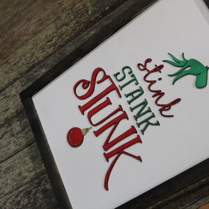 Stink Stank Stunk Sign Raised 3D Wood Mean One Christmas Décor ...
