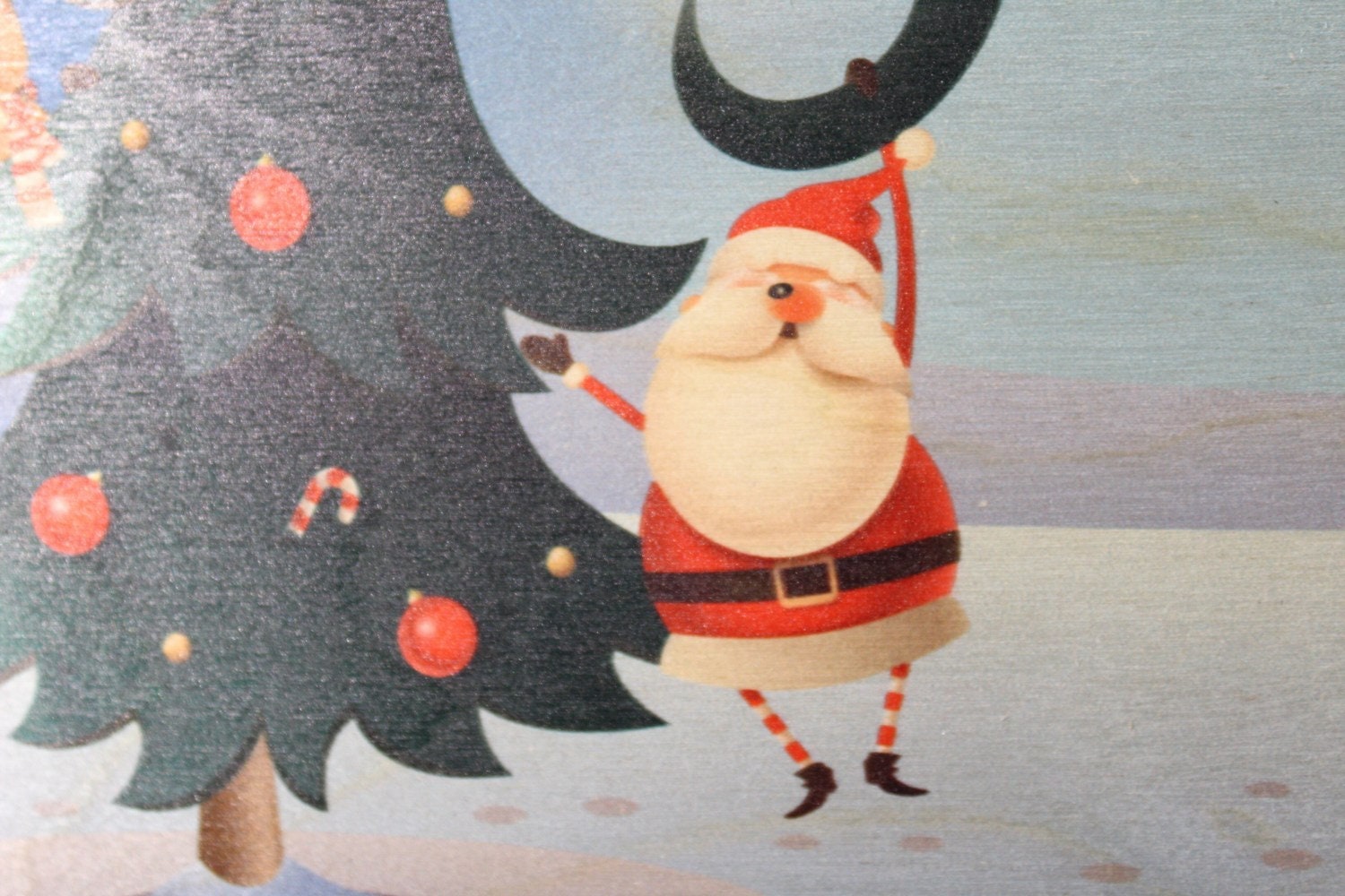 Rustic Santa and Reindeer Christmas Tree Snow Winter | Etsy