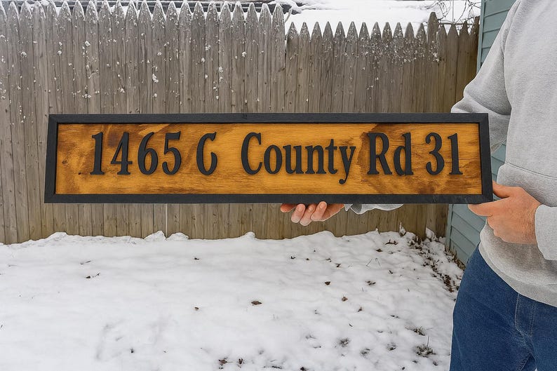 Custom Address Raised Wood Sign • 3D House Number Sign • Modern Rustic ...