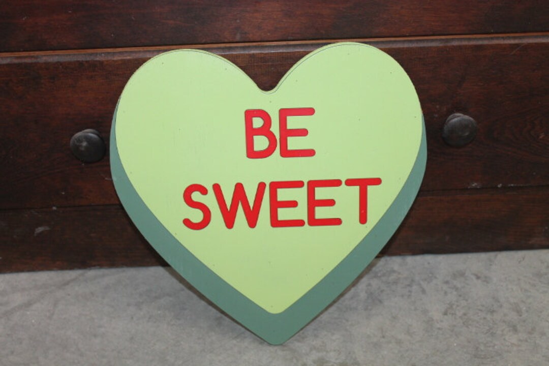 Wooden Be Sweet Green Candy Conversation Heart Cutout Valentines Day ...