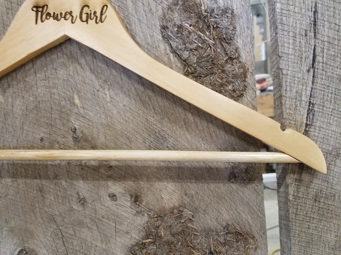 Flower Girl Dress Clothes Hanger Bridal Party Engraved Hard Wood Coat ...
