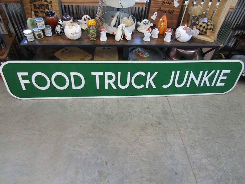 Food Truck Junkie Sign • 3D Raised Wood Wall Art • Rustic Kitchen Decor ...