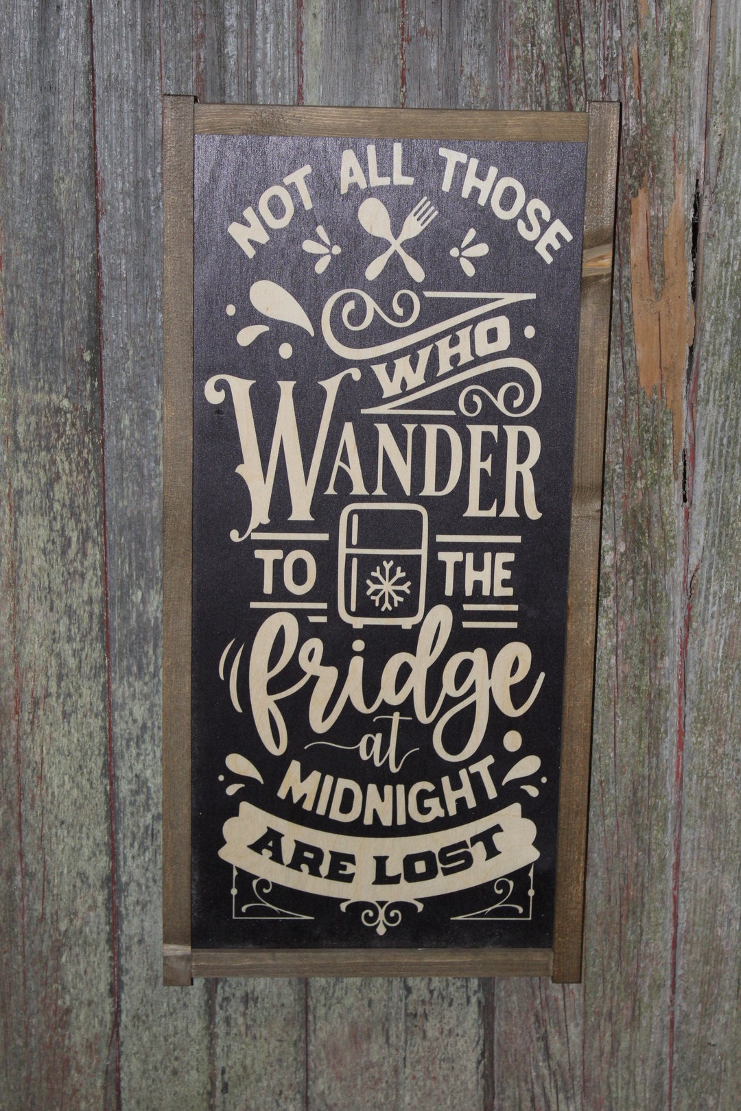Funny Kitchen Wood Sign: Midnight Fridge Humor, Rustic Farmhouse Decor ...