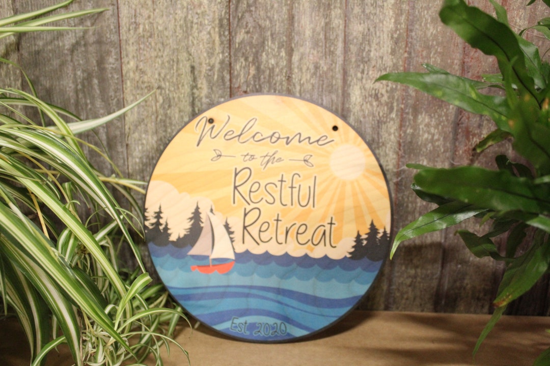 Custom Logo Wood Sign: Personalized Business Plaque, Beach Restful ...
