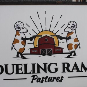 Ram Barn Dueling Livestock Logo Image Printed 3D Detail Color Custom ...