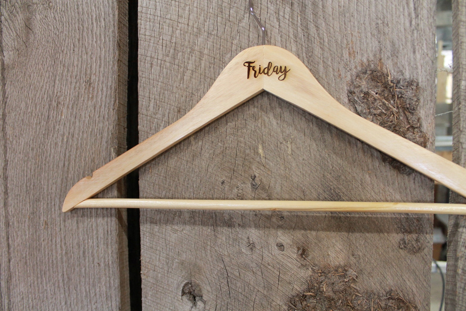 Days of the Week Set of 7 Engraved Wooden Clothes Hangers Sturdy Monday ...