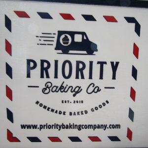 Custom Bakery Business Sign Stamp Priority Delivery Rectangle 3D Large ...