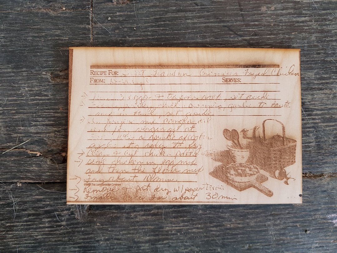 Custom Handwritten, Recipe Card, Engraved, Actual Image, Actual ...