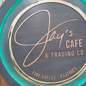Custom Wooden Cafe Sign Your Logo Commerical Signage Business Store ...