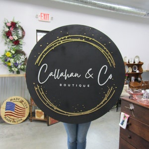 Boutique Custom Sign Gold Bubbles and Co. Round Business Commerical ...