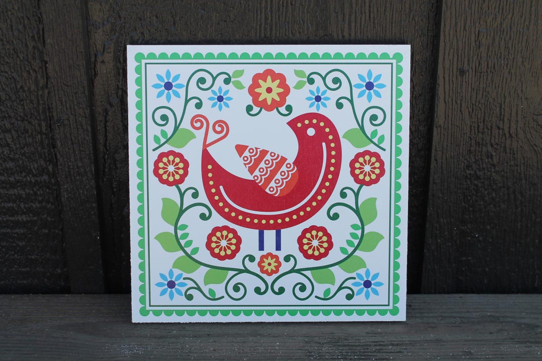 Bird Floral Barn Quilt Window Hanging Decorative Cute Flower Kitchen UV ...