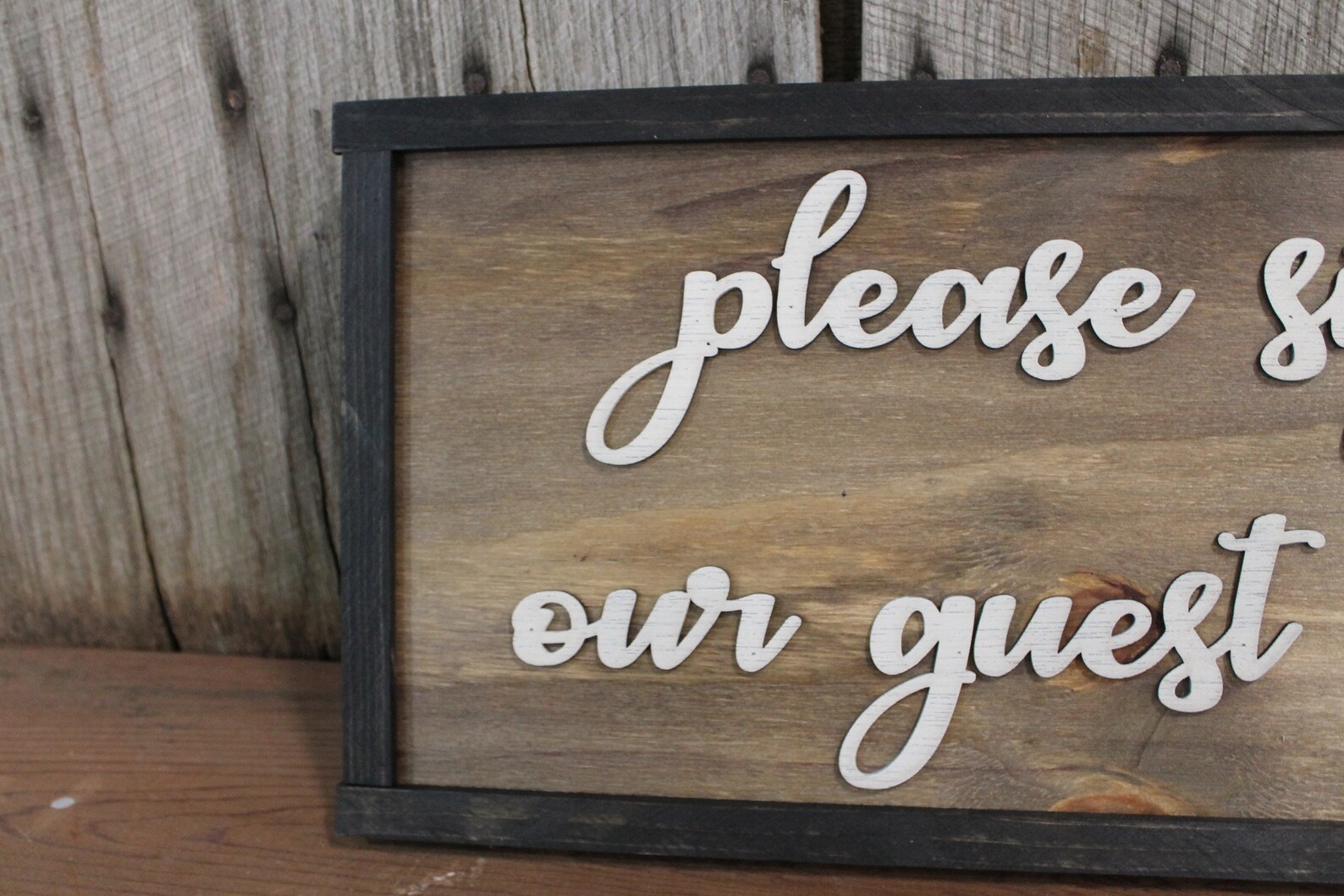 Please Sign Our Guest Book Sign – Large Raised Text Wood Framed Sign ...