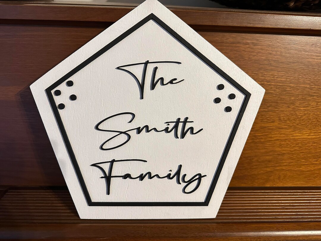 Custom Sign Family Name Personalized Contour Pentagon Home Simple ...