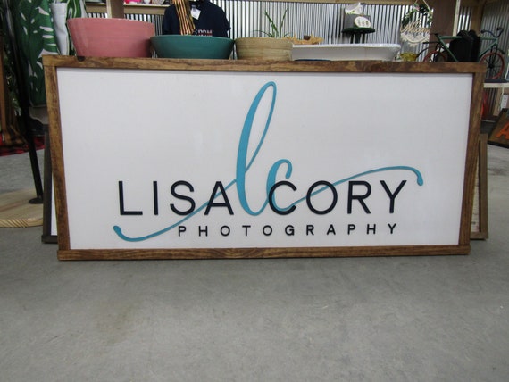 Custom Wooden Sign Initials Cursive Name Photography Studio - Etsy