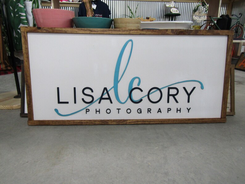 Custom Wooden Sign Initials Cursive Name Photography Studio - Etsy