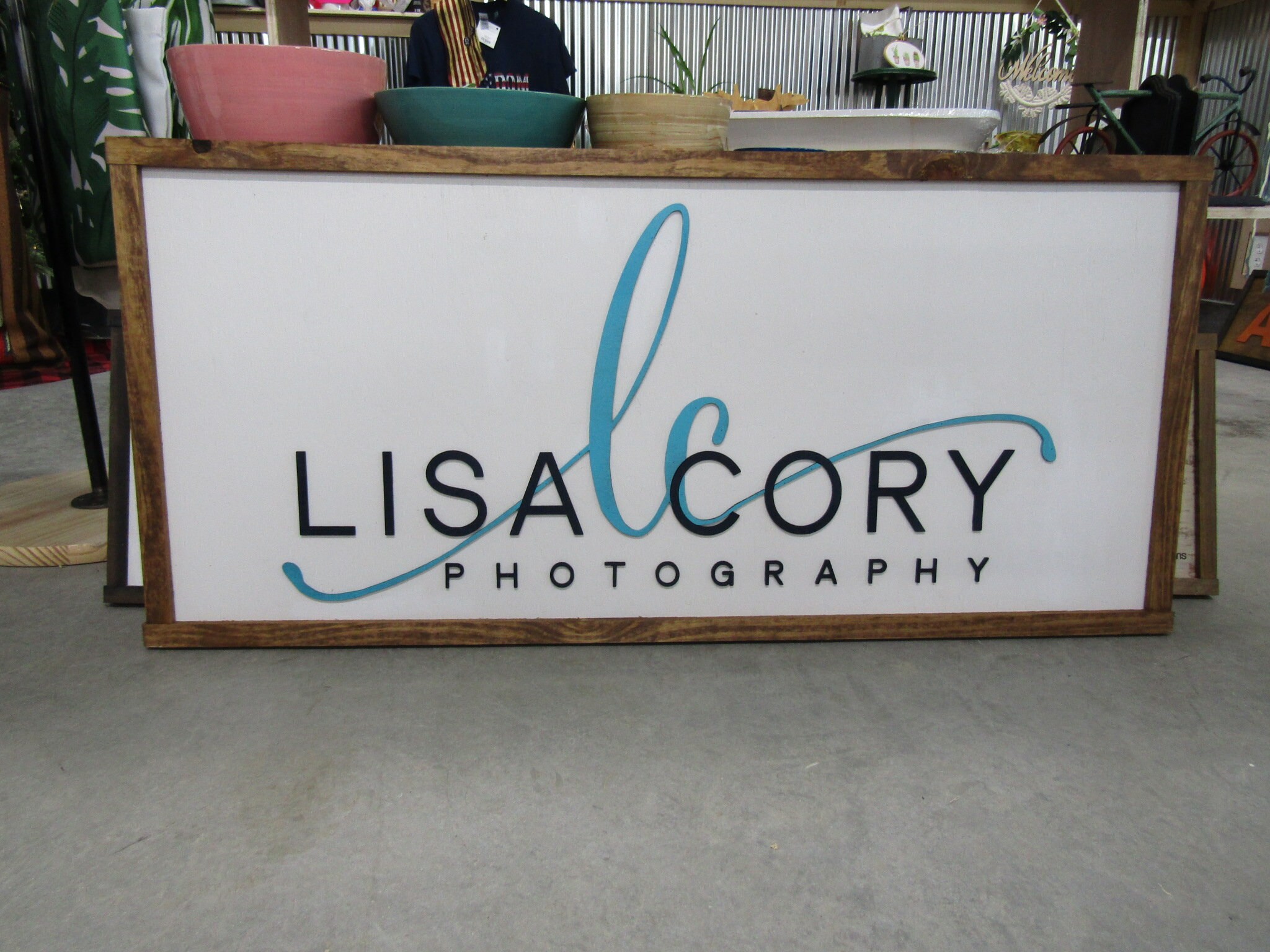 Custom Wooden Sign Initials Cursive Name Photography Studio - Etsy