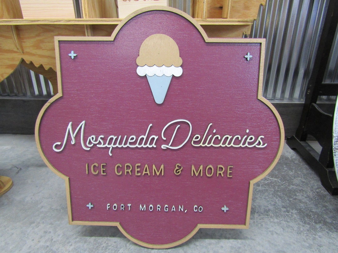 Custom Handmade Contoured Sign 3D Ice Cream Shop Indoor Outdoor Food ...