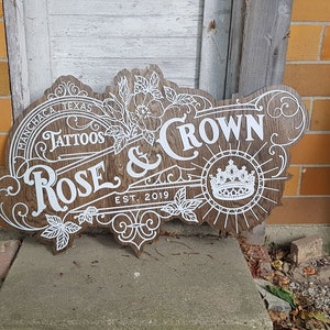 Large Custom Wood Tattoo Business Sign, Small Business, We Use Your ...