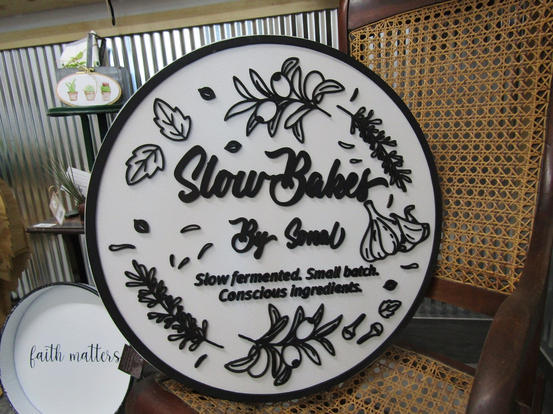 Custom Wood Sign Bakery Cut Out Round Sign Herbs Spices Small Batch ...
