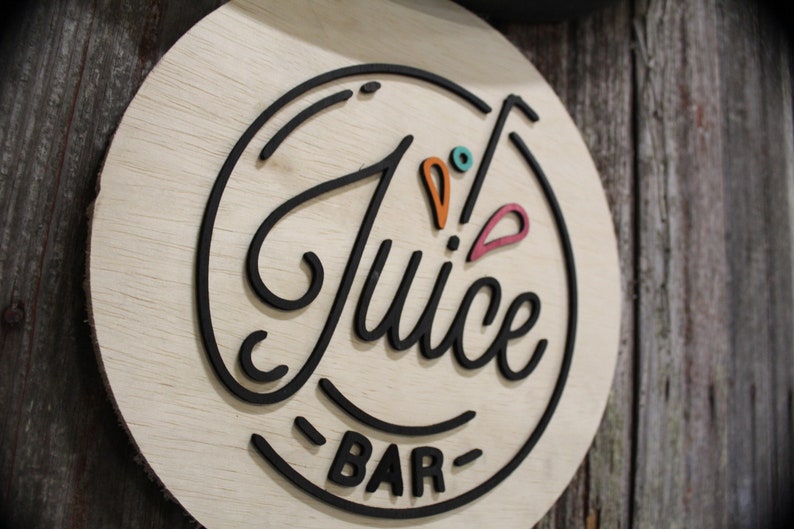 Round Juice Bar Sign Juice Stand 3D Text Large Contemporary - Etsy
