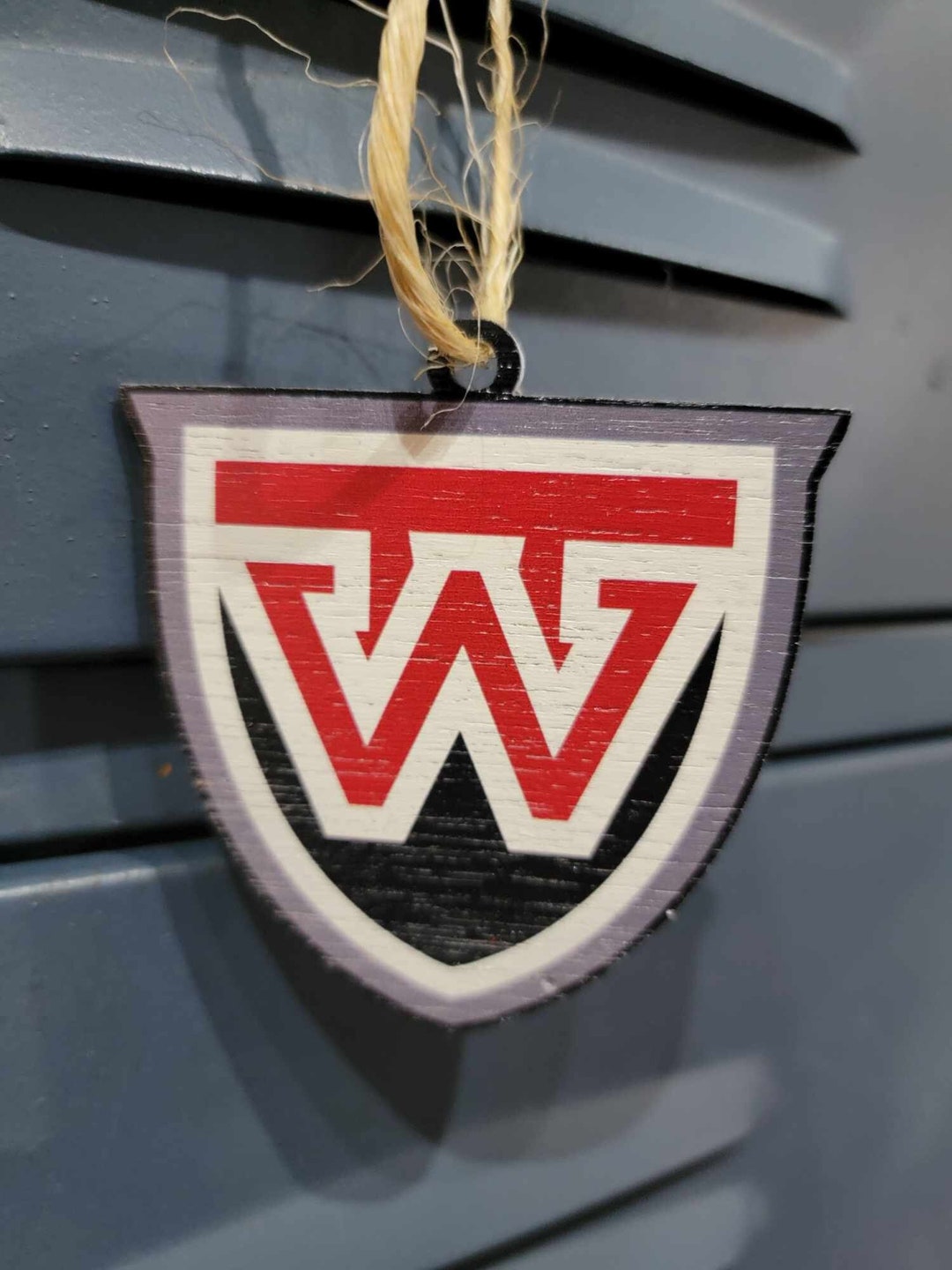 School Mascot Ornament Westfall Mustang Wood Printed Color Sign Sheild ...