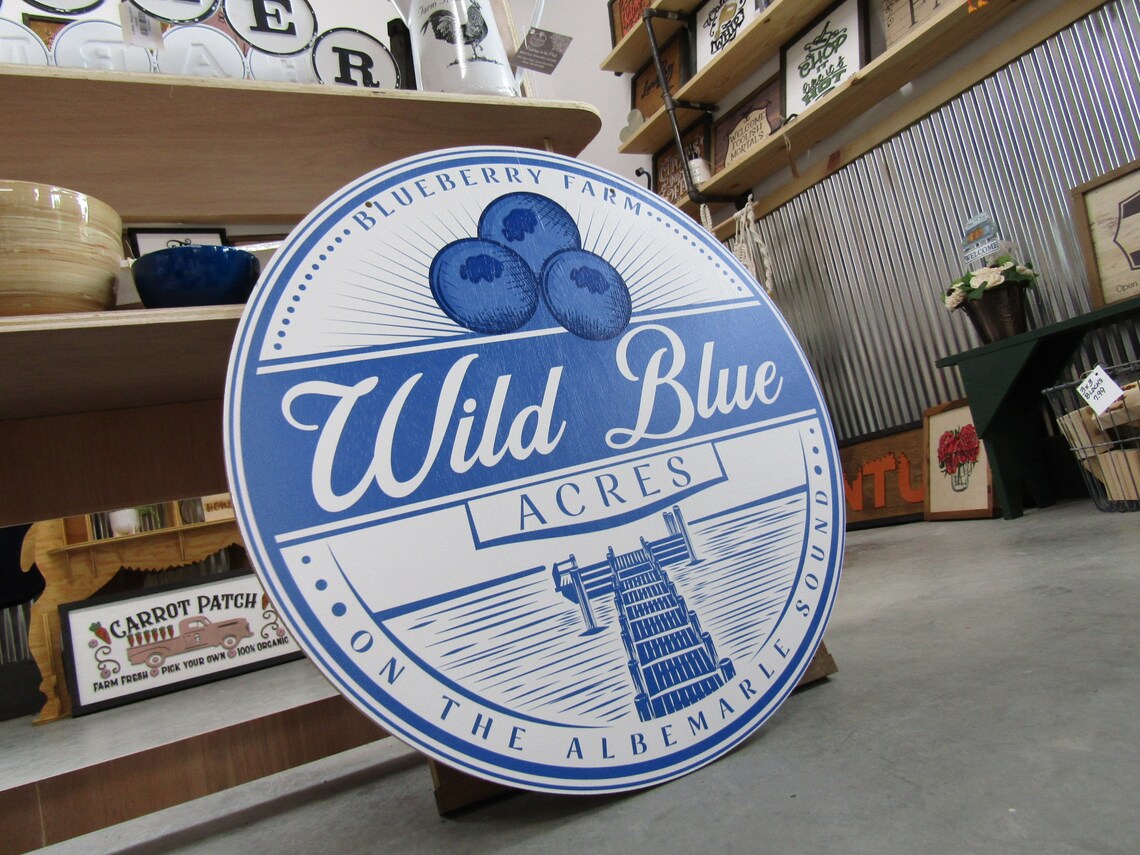 Small Business Sign Logo Blueberry Farm UPICK Acres Commerical - Etsy