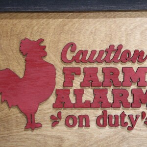 Rooster Alarm Clock Wood Sign Caution Farm Alarm on Duty Chicken Wood ...