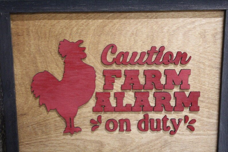 Rooster Alarm Clock Wood Sign Caution Farm Alarm on Duty - Etsy