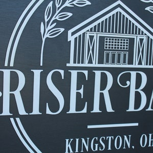 Custom Venue Business Commerical Signage Laurel Outline Line Art Style ...