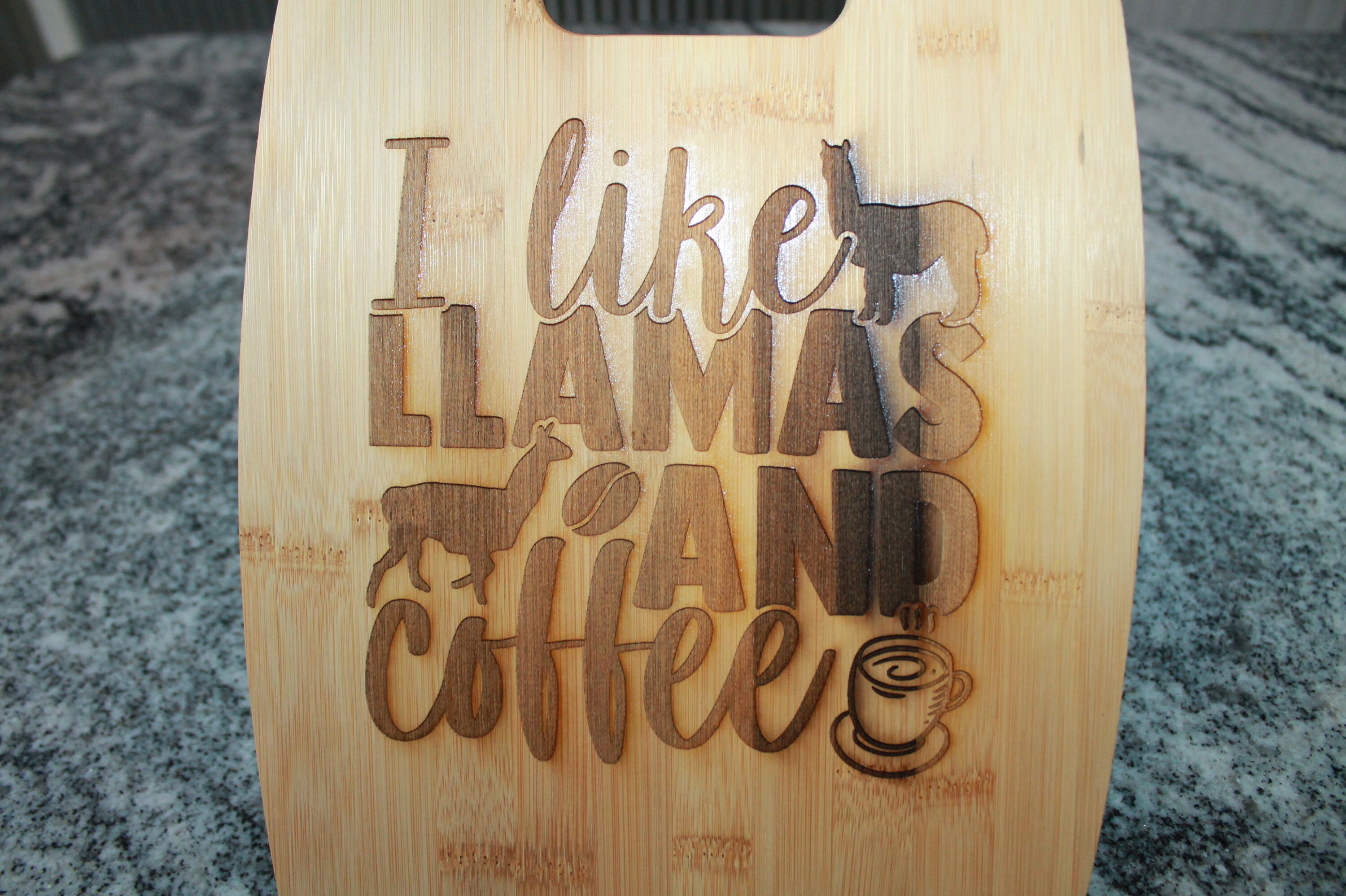 Wooden Engraved Cutting Board Llamas and Coffee I Like Coffee | Etsy