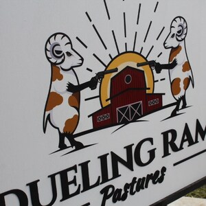Ram Barn Dueling Livestock Logo Image Printed 3D Detail Color Custom ...