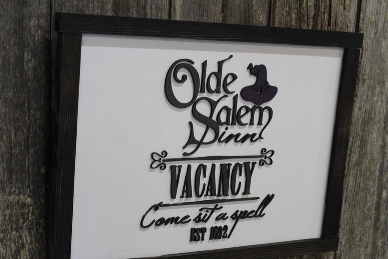 Old Salem Inn Halloween Sign Raised 3D Wood Black Vacancy Come Sit A ...