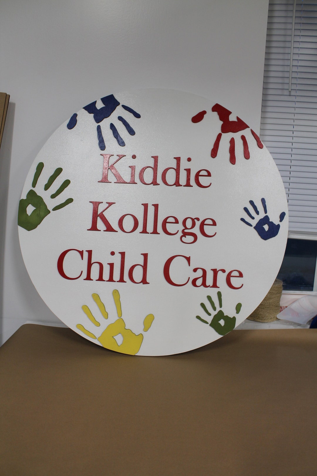Custom Daycare Sign: Round Wooden Childcare Logo Sign, Handmade - Etsy