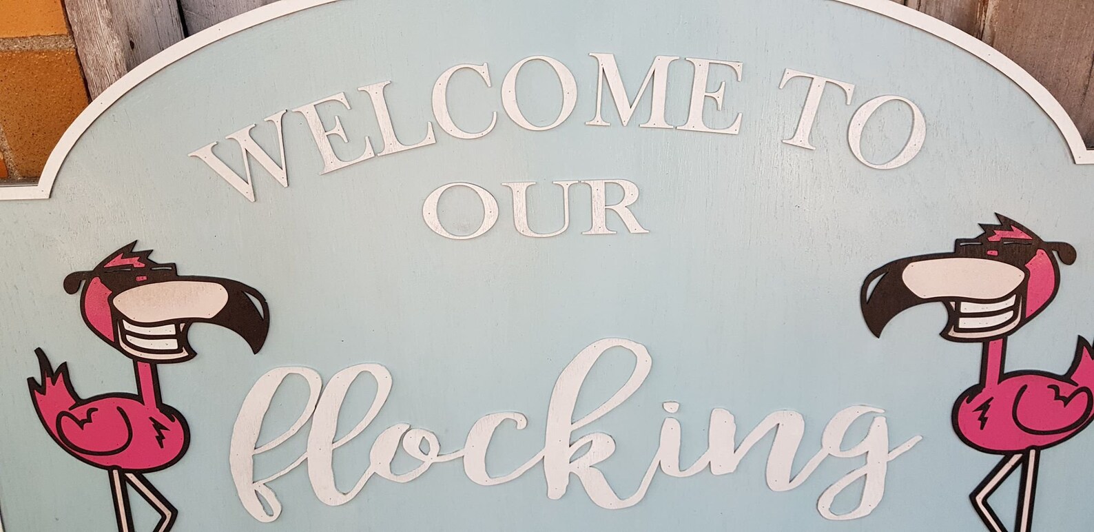 Beach House Sign Flamingo Entrance Sign Large Custom Sign Address Sign ...