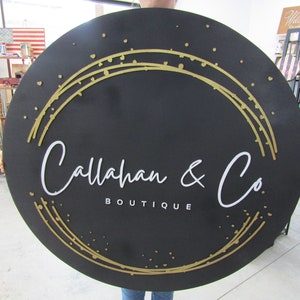 Boutique Custom Sign Gold Bubbles and Co. Round Business Commerical ...
