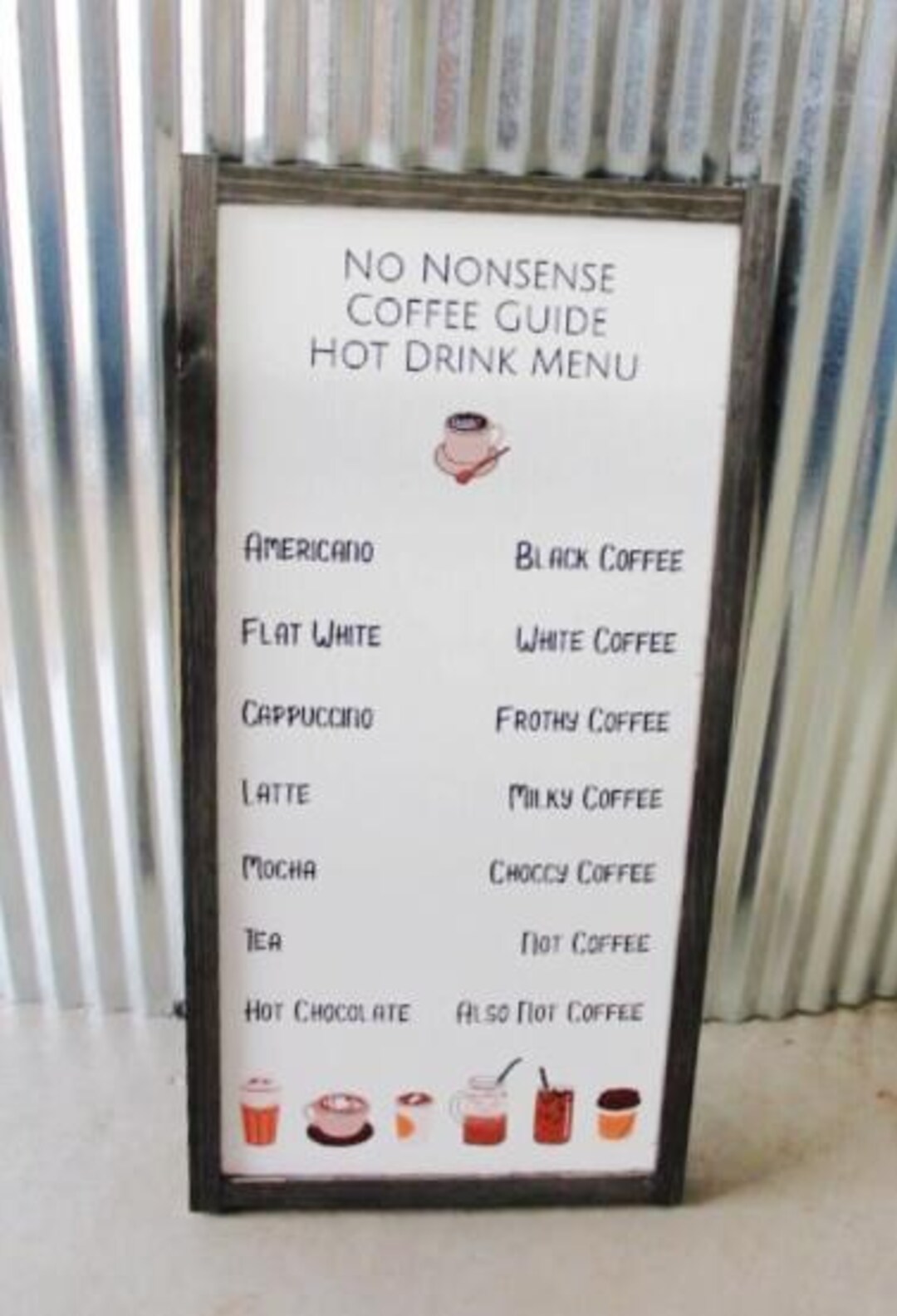 Coffee Bar Menu No Nonsense Tea Cocoa Hot Drinks Coffee Shop Decor ...