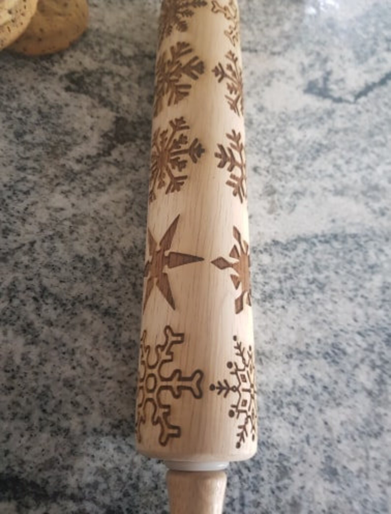 Textured Snowflake Rolling Pin Winter Christmas Nature Gift | Etsy