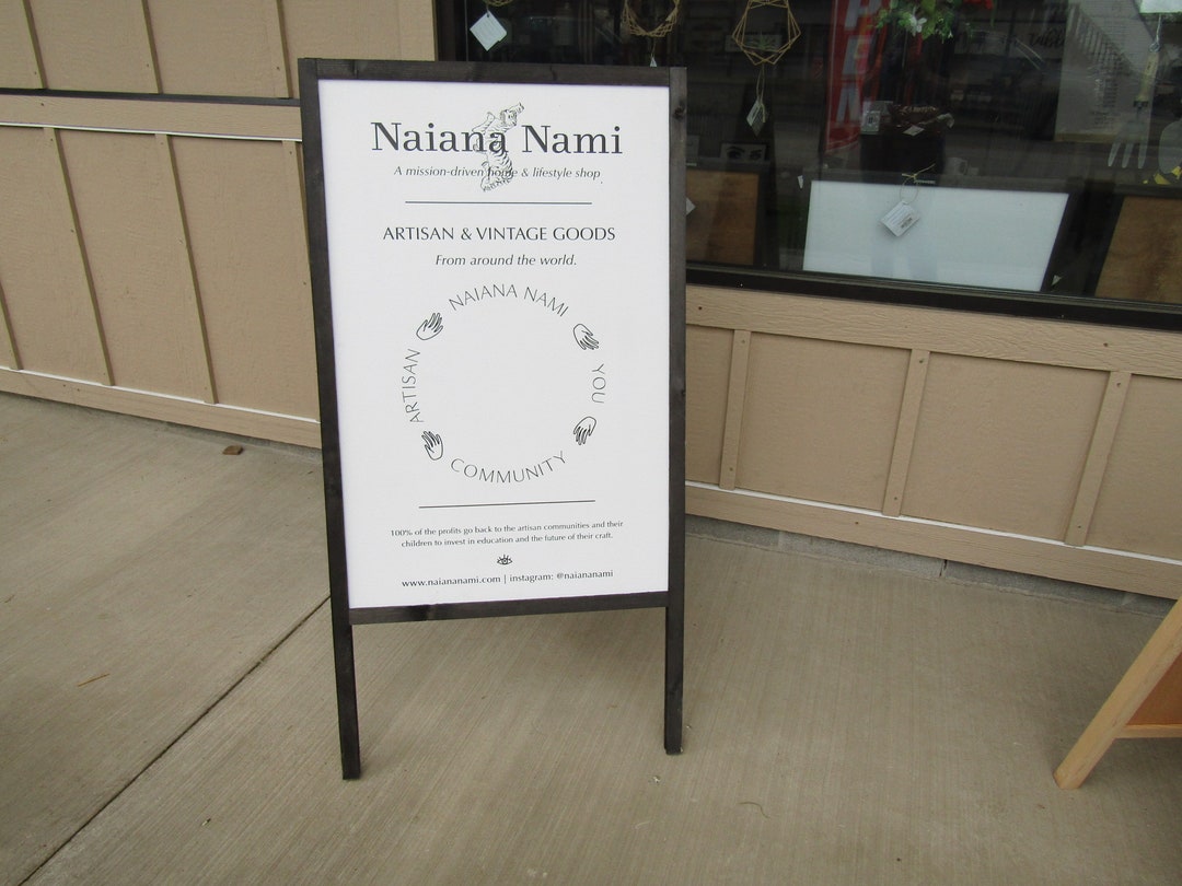 Artisan and Vintage Good Sidewalk Sign Handmade A Frame Foldable Wooden ...