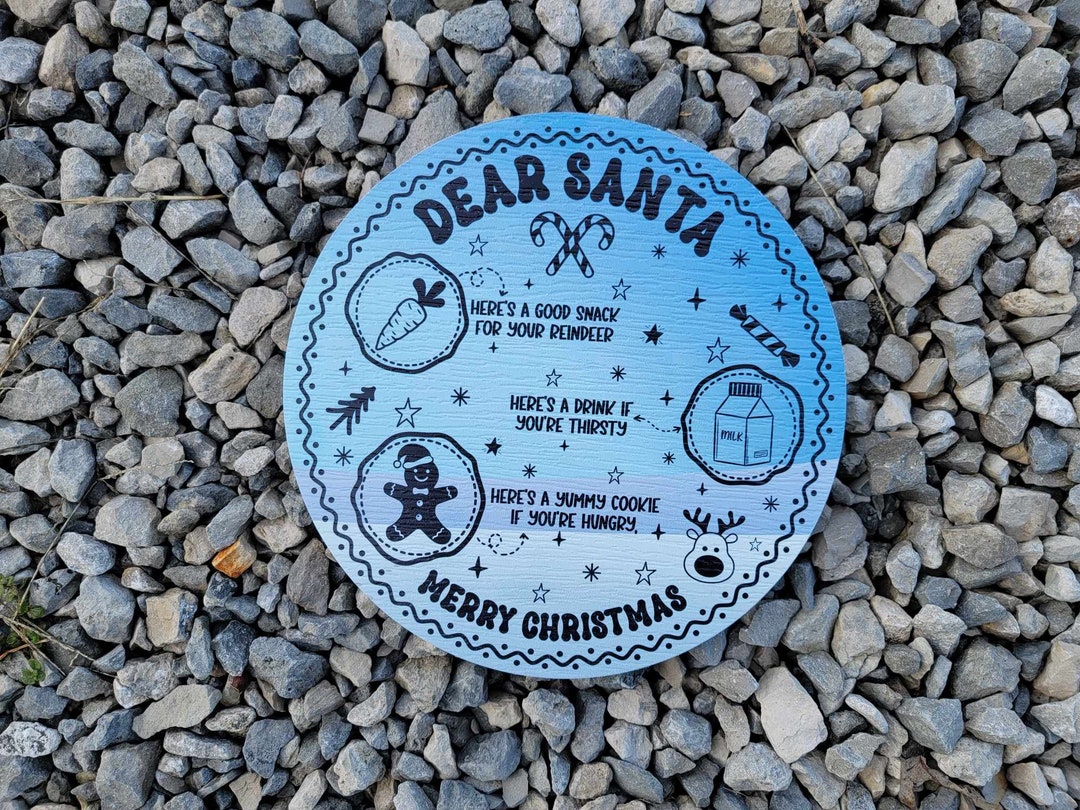 Dear Santa Tray Round Blue Cookies Milk Reindeer Carrot PVC Printed ...