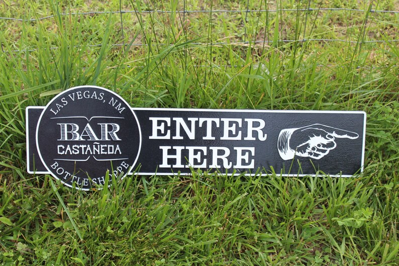 Custom Signage Logo Vintage Bar Sign Bottle Shop Enter Here - Etsy