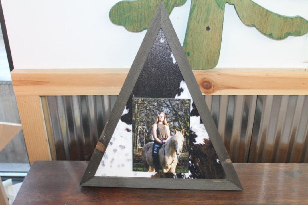 Triangle Custom Photo Sign With Cow Hyde Print Your Photo Personalized ...