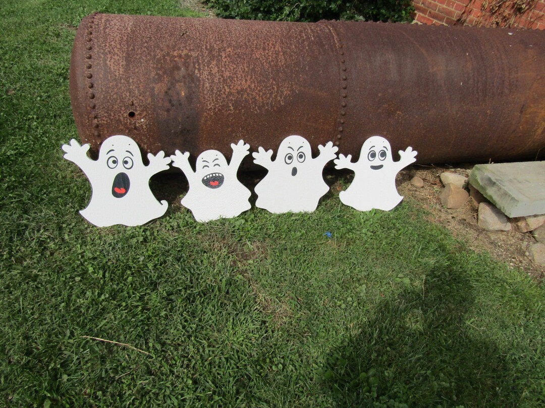 PVC All Weather Ghosts Yard Decor Halloween Decoration Weatherproof Set ...